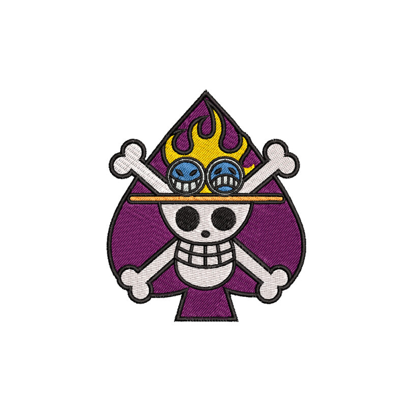 Diseño de la Bandera pirata Spade Ace Jolly Roger de One Piece para bordar